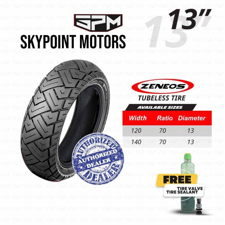 ZENEOS MILANO ZN87 MOTORCYCLE TUBELESS TIRE 120/70-13, 140/70-13 ...