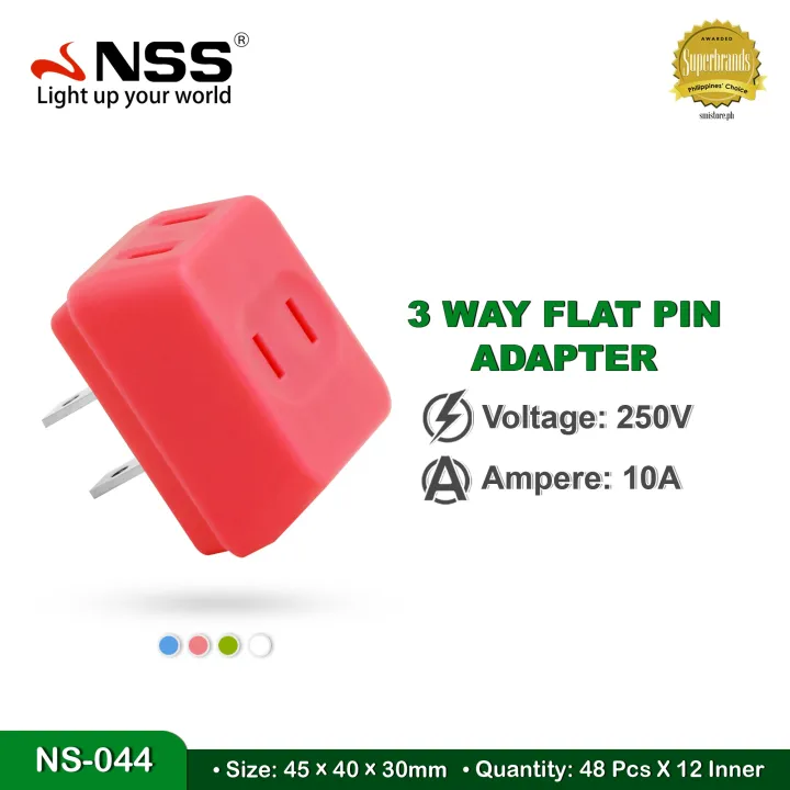 3 Way Flat Pin Power Adapter Extension Adapter Socket Outlet NS-044 ...