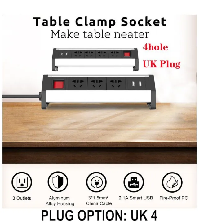 Table Clamp Metal Socket Office Desktop Countertop Meeting Room Outlet ...