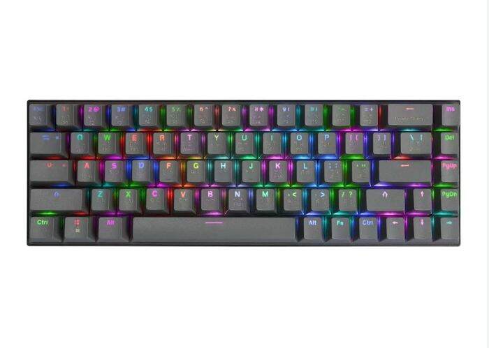 คีย์บอร์ดเกมมิ่ง Tsunami Gaming Keyboard MK-68 Pro Cement Gray Blue ...