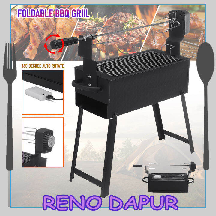 FOLDABLE BBQ GRILL Stand Electric Charcoal Grilled Roast Leg Of Lamb ...