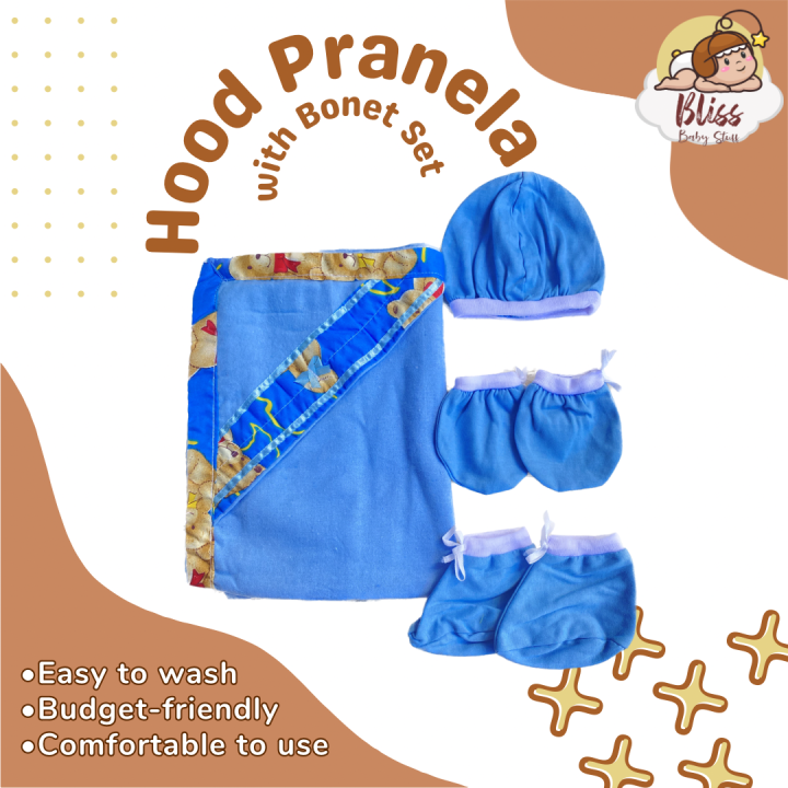 Hood Pranella with Bonet, Mittens, Booties Set (3in1) | Newborn Infant ...