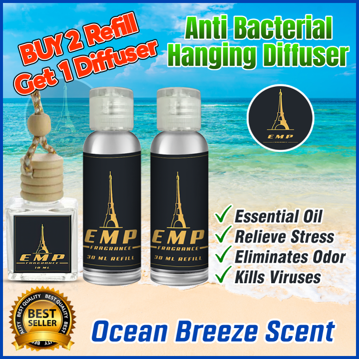 EMP OCEAN BREEZE 1 HANGING DIFFUSER 10 ML 2 REFILL BOTTLE 30 ML CAR AIR ...