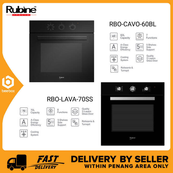 [PENANG only] Rubine LAVA / CAVO Full Glass Door Built-In Oven with Mechanical Control Panel ...
