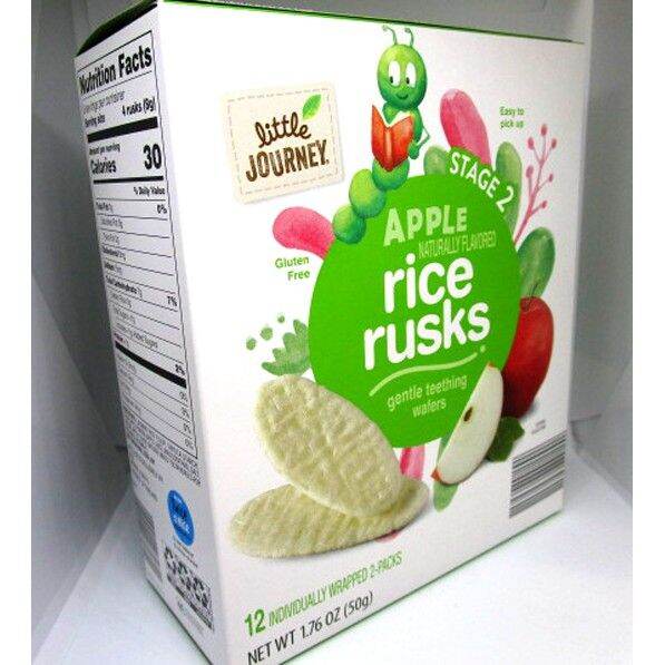 LITTLE JOURNEY STAGE 2 APPLE RICE RUSKS GENTLE TEETHING WAFERS ...