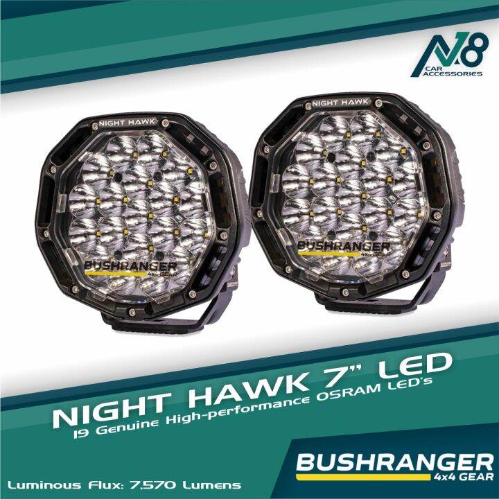 Bushranger Night Hawk LED 7" Off-road Driving Light Flood & Spot Pair ...