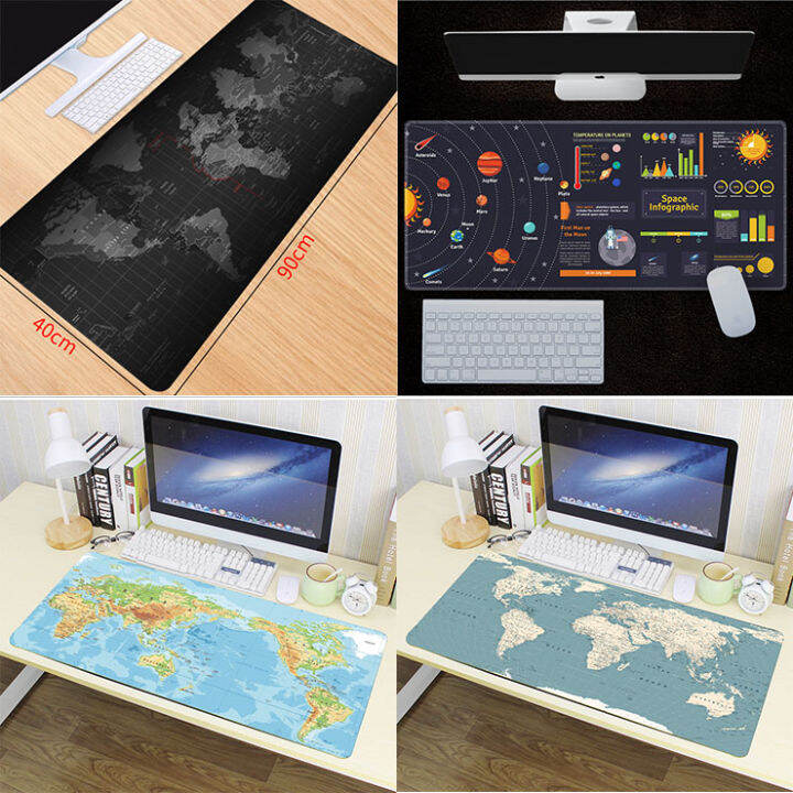 World Map, Planets Desk Mat for Gaming, Office, Home mouse Mat, Desk ...