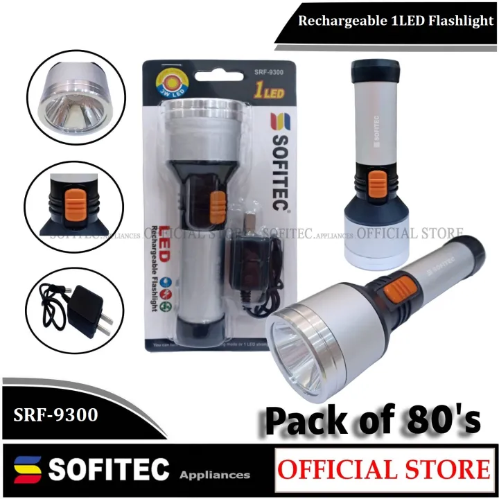 Pack of 80 Sofitec Rechargeable Flashlight w/ Battery Emergency Light ...