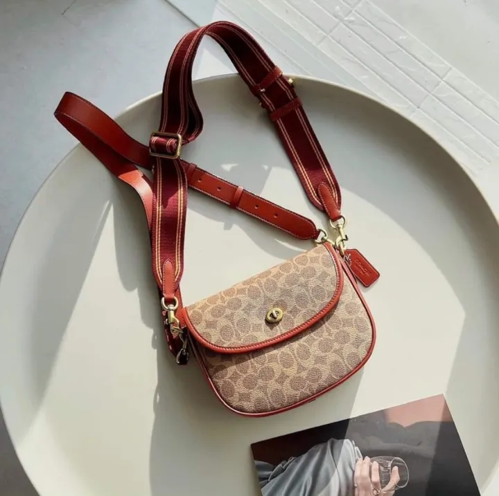 Original Coach Willow Saddle Bag In Signature Canvas CA093 - Tan Rust | Lazada PH