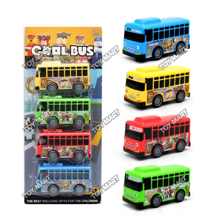 Cartoon The Little Bus 4pcs Pullback Car Play Set Assorted Color for ...
