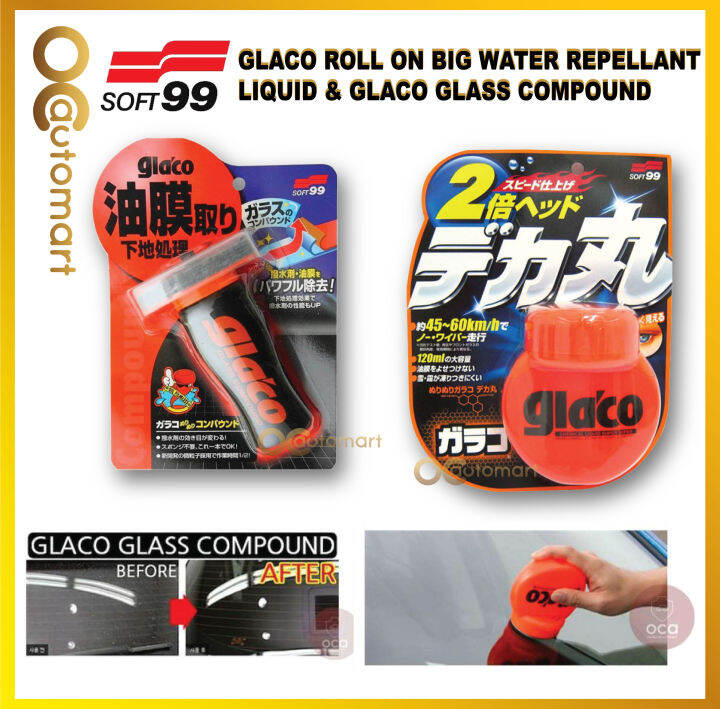 Soft 99 Glaco Glass Compound + Glaco Big Water Repellant Liquid Application [Bundle] | Lazada