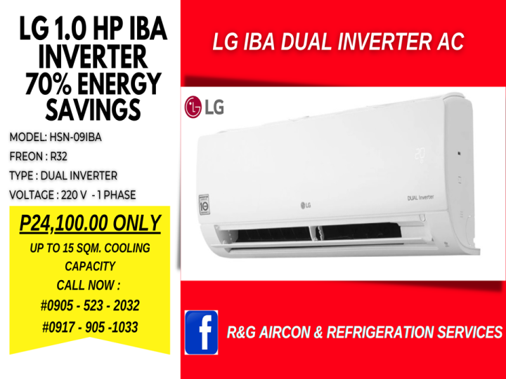 BRAND NEW L.G 1.0 HP IBA MODEL DUAL INVERTER WALL - TYPE AIRCON R32 ...