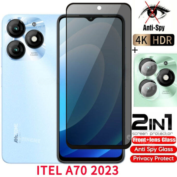 itel A70 2023 Screen Protector Anti Peek Privacy Film Private Tempered Glass Anti-Spy Full Cover ...