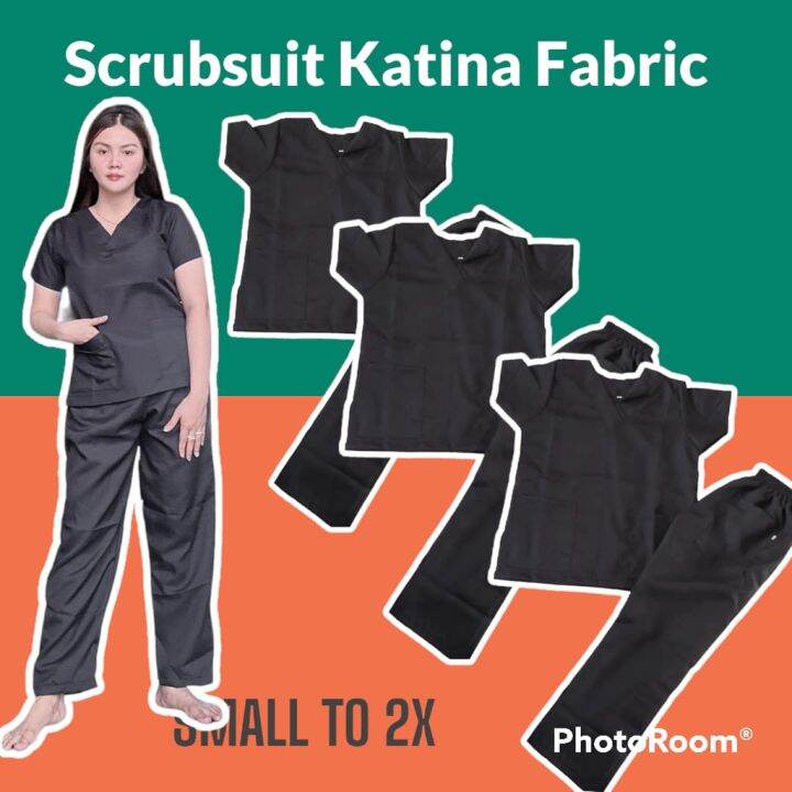 GG' BLACK PLAIN SCRUBSUIT SET// KATRINA FABRIC | Lazada PH
