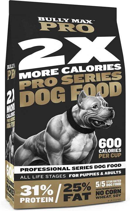 Bully Max 2X Calorie Dry Dog Food PRO Series | High Calorie High ...