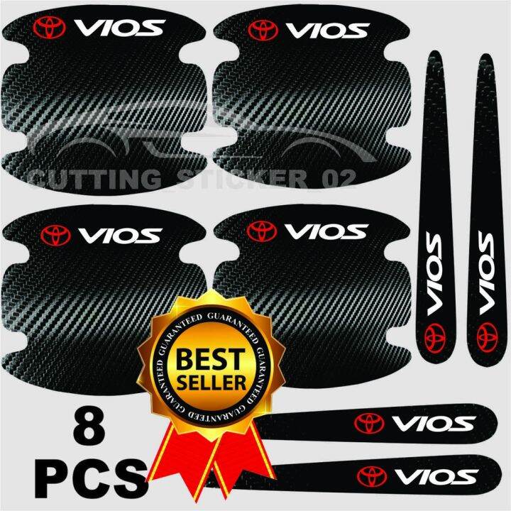 8 PCS STICKER KARBON 3D MOBIL VIOS STICKER CARBON 3D PELINDUNG HANDLE ...