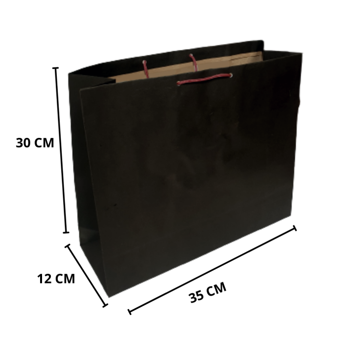 paper bag HITAM ukuran 35 x 30 isi 12 biji / tas kertas polos paperbag ...