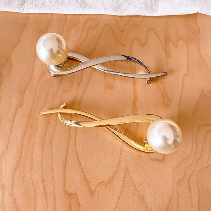 WPOT แฟชั่นเครื่องประดับศีรษะที่สง่างามไข่มุกหญิงกลับหัวหนึ่งคำคลิปผู้ ...