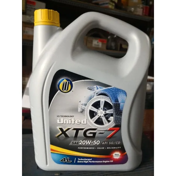 UNITED OIL Car engine oil 4L XTG L+ SAE 20W-50 API SL/CF minyak hitam ...