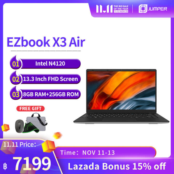 Jumper EZbook X3 Air 8G 128Gแล็ปท็อป-13.3นิ้วหน้าจอIPS 178 ° พลิกสมุดโน้ตWindows 10ที่ได้รับ ...
