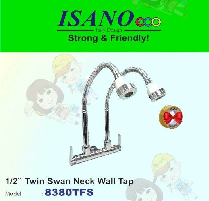 [READY STOCK] ISANO ECO 1/2" TWIN SWAN FLEXIBLE NECK TAP (PILLAR/WALL ...