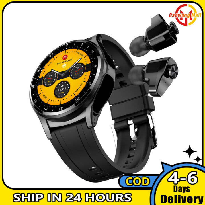 สมาร์ทวอท์ช GT66พร้อมเอียร์บัดขนาด1.39นิ้วทรงกลมสายรัดข้อมือฟิตเนสนาฬิกากีฬาการตรวจสอบการนอนหลับ ...