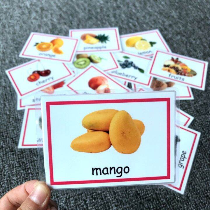 Kids Montessori Baby Learn English Word Card Flashcards Cognitive ...
