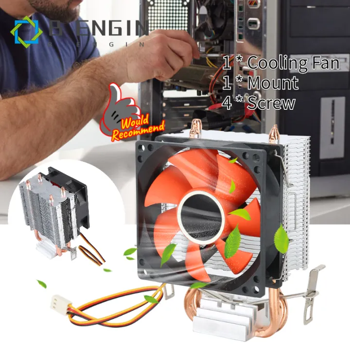 【มีของพร้อมส่ง】COD Mini PC CPU Cooler Single Silent Fan 2 Copper Pipe ...