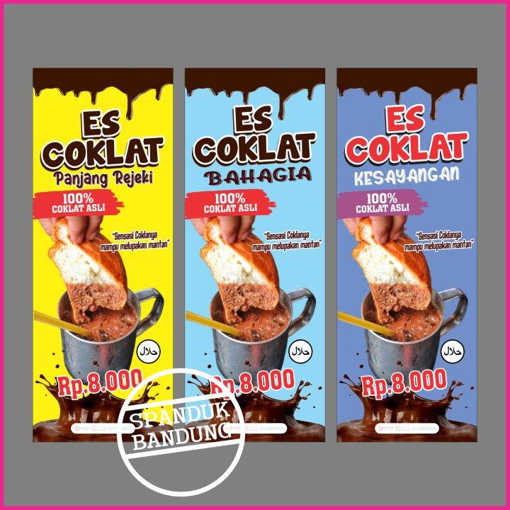 spanduk jualan es coklat / banner es coklat bahagia / banner coklat ...