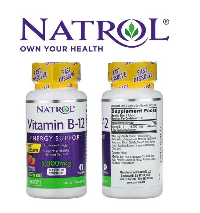 Natrol Vitamin B 12 Fast Dissolve Maximum Strength Strawberry