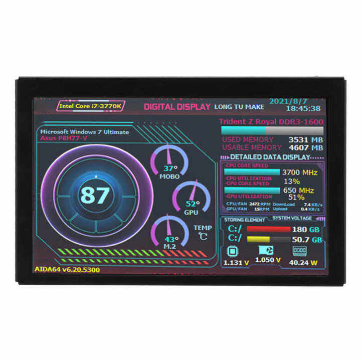 5in Computer Temp Monitor IPS USB Mini Screen PC Sensor Panel Dynamic Display Monitor AIDA64 PC ...