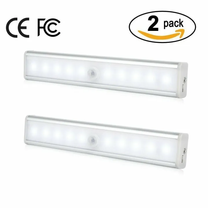 2pcs Motion Sensor PIR LED Night Light Bar W/ Magnetic Strip | Lazada.co.th