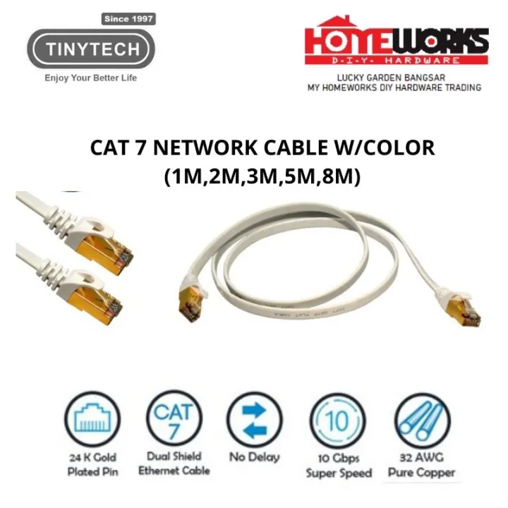 TINYTECH CAT 7 NETWORK CABLE W/COLOR (1M/2M/3M/5M/8M) | Lazada