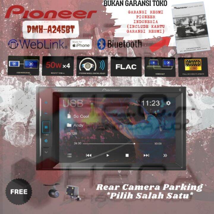 Pioneer DMH-A245BT Head Unit Double Din DMH A245 BT Tape Audio + Cam | Lazada Indonesia