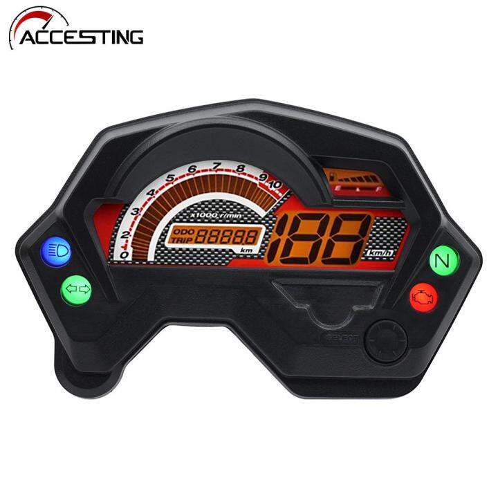 Motorcycle Digital Speedometer Meter LCD Display 10000 RPM Tachometer ...