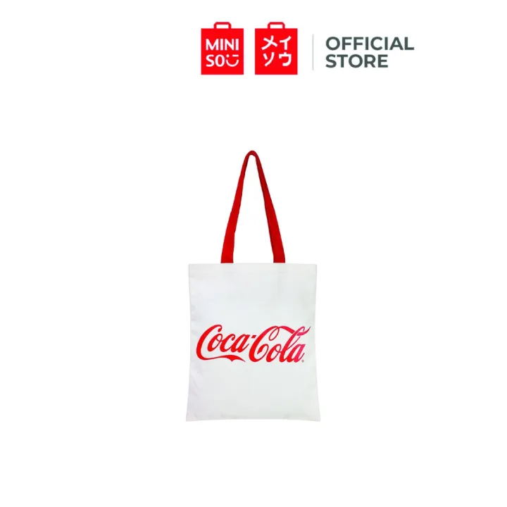Miniso Coca-Cola Shopping Bag With Simple Letters - Canvas Tote Bag For ...
