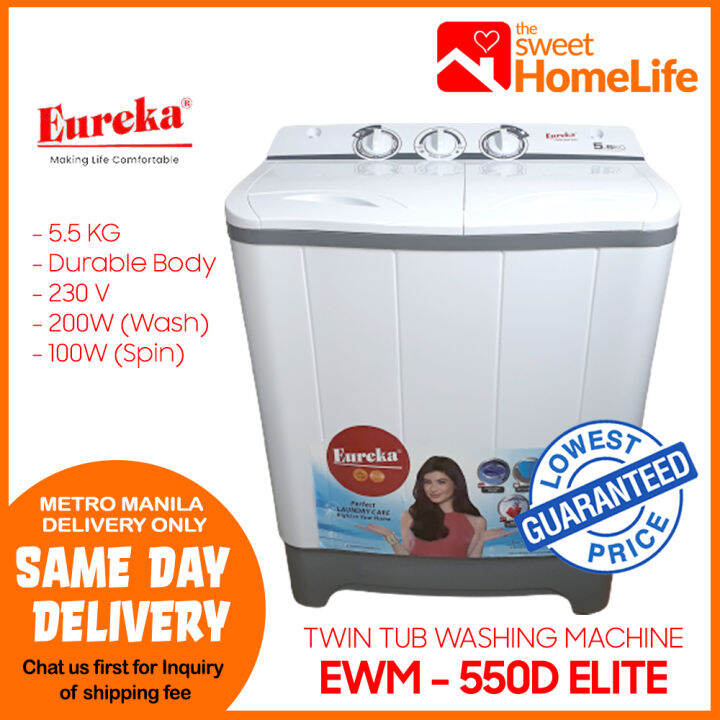 Emall Philippines Eureka Twin Tub Washing Machine with Dryer 5.5 kg EWM ...