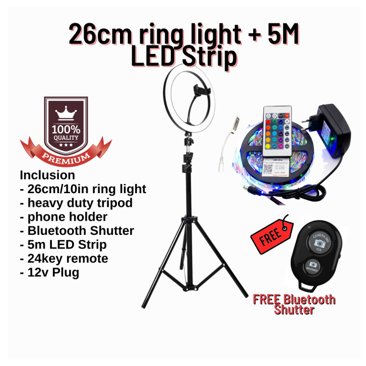 10in Ring Light with 2m Tripod with and Phone Holder with FREE ...