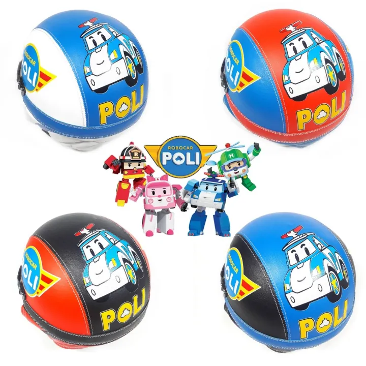 Synthetic Leather Robocar Poli Pattern Half Face Helmet for Kids ...