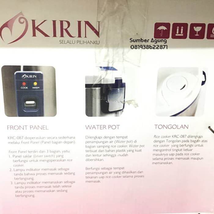 MAGIC COM KIRIN KRC-087 1 Liter 1L Stainless KRC087 Nasi Pulen | Lazada Indonesia
