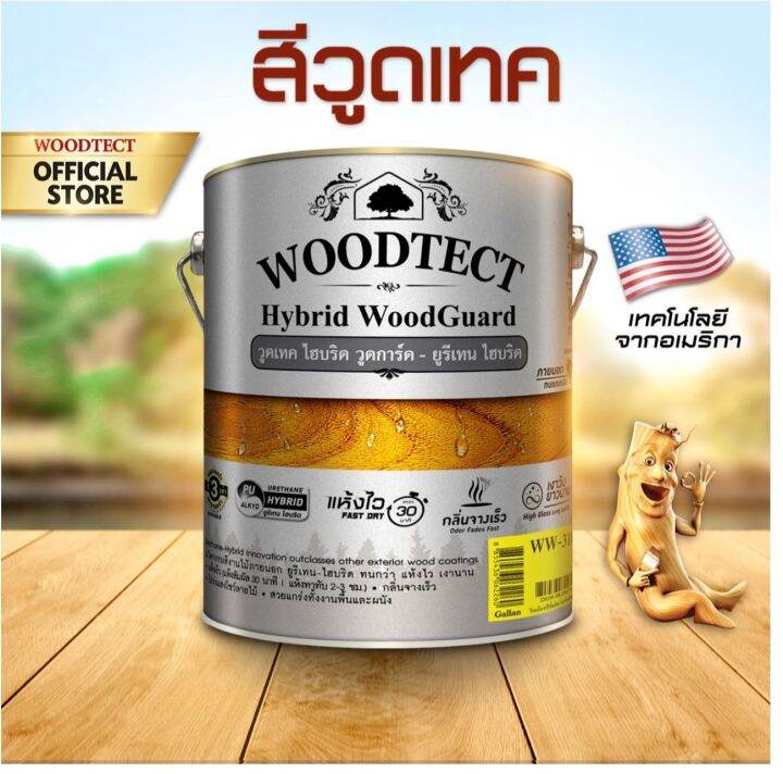 1/4 GL Woodtect Hybrid WoodGuard COLOR Gloss For Exterior วูดเทค ไฮบริด ...