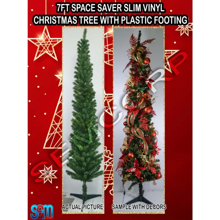 VPS-210 7FT SPACE SAVER SLIM VINYL CHRISTMAS TREE W/ PLASTIC FOOTING ...