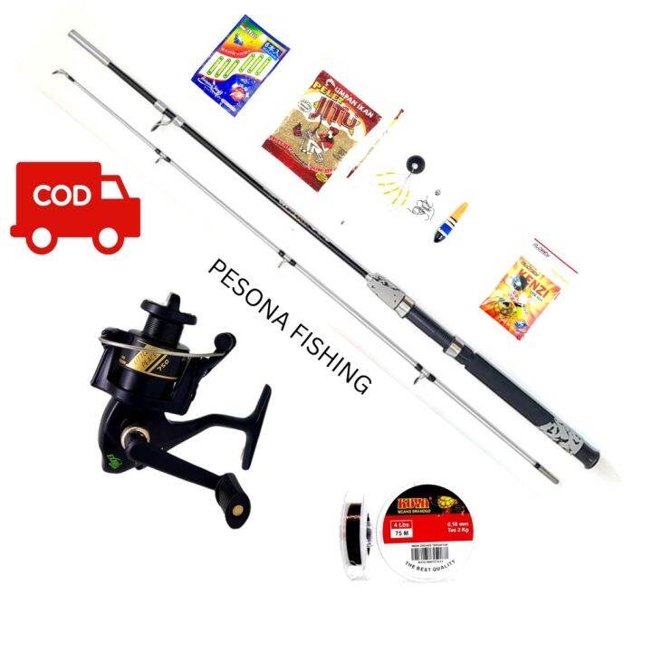 Set Joran Pancing laut Fiber Solid 1.6Sampai 1.80 M Kuat Hingga 10 Kg ...
