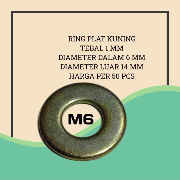 Ring Plat M6 KUNING / WASHER PLAT M6 PER 50 PCS | Lazada Indonesia
