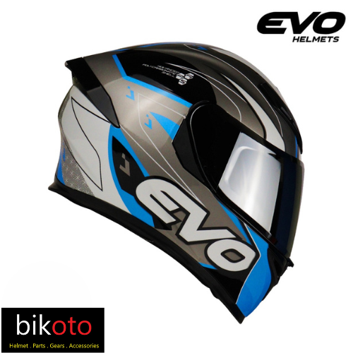 EVO GSX 3000 Saber Blue Full Face Dual Visor Helmet With Free Clear ...