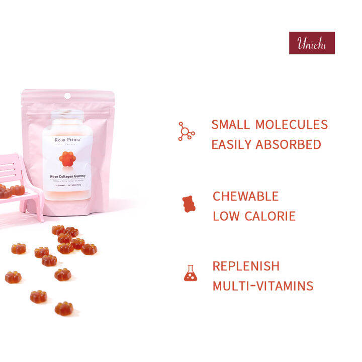 Unichi Rose Collagen Gummy - Cat Paw 20 Gummies | Lazada