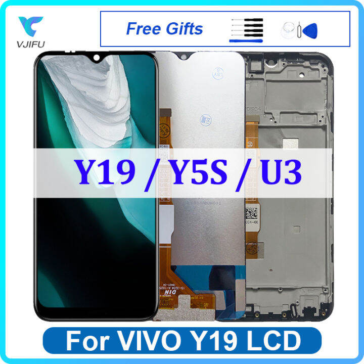 จอแอลซีดีต้นฉบับสำหรับ VIVO Y19 1915 Y5S U3จอแสดงผลหน้าจอสัมผัสที่มีกรอบเปลี่ยน Digitizer สมัชชา ...
