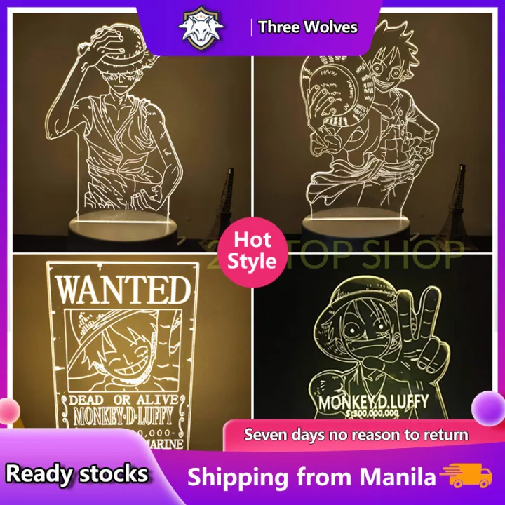 【Ready Stocks】Anime One Piece Luffy 3D Acrylic LED Lamp [single/7 ...