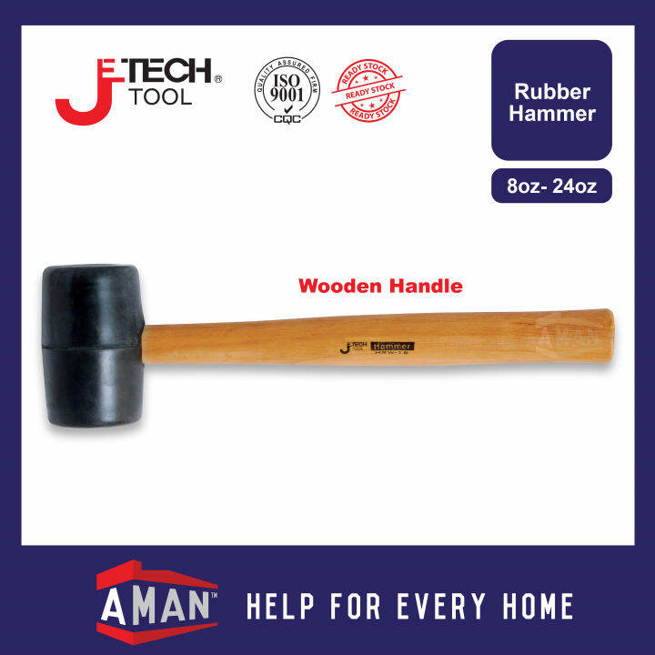 JETECH Rubber Hammer Wooden Handle Rubber Mallet Hammer Getah Penukul ...