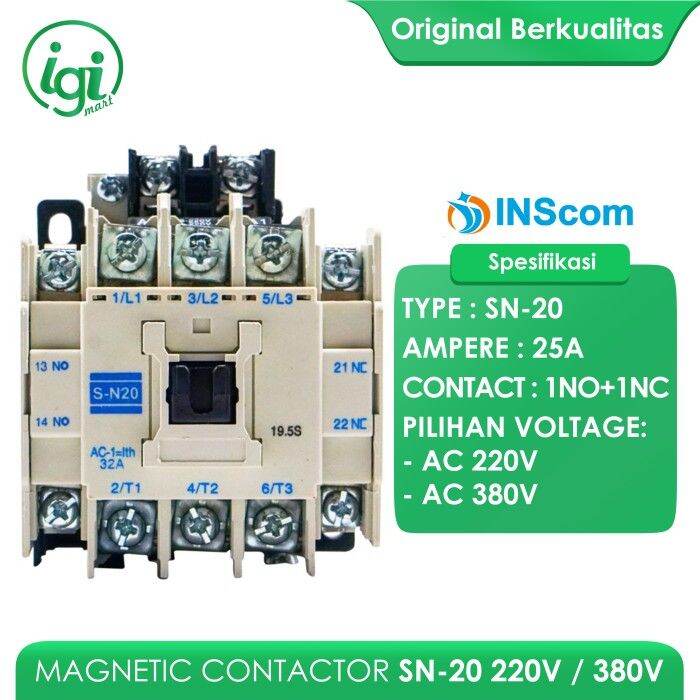 Best Seller MAGNETIC CONTACTOR SN-20 220V 380V / AC KONTAKTOR SN 20 220VAC 380 VAC | Lazada ...